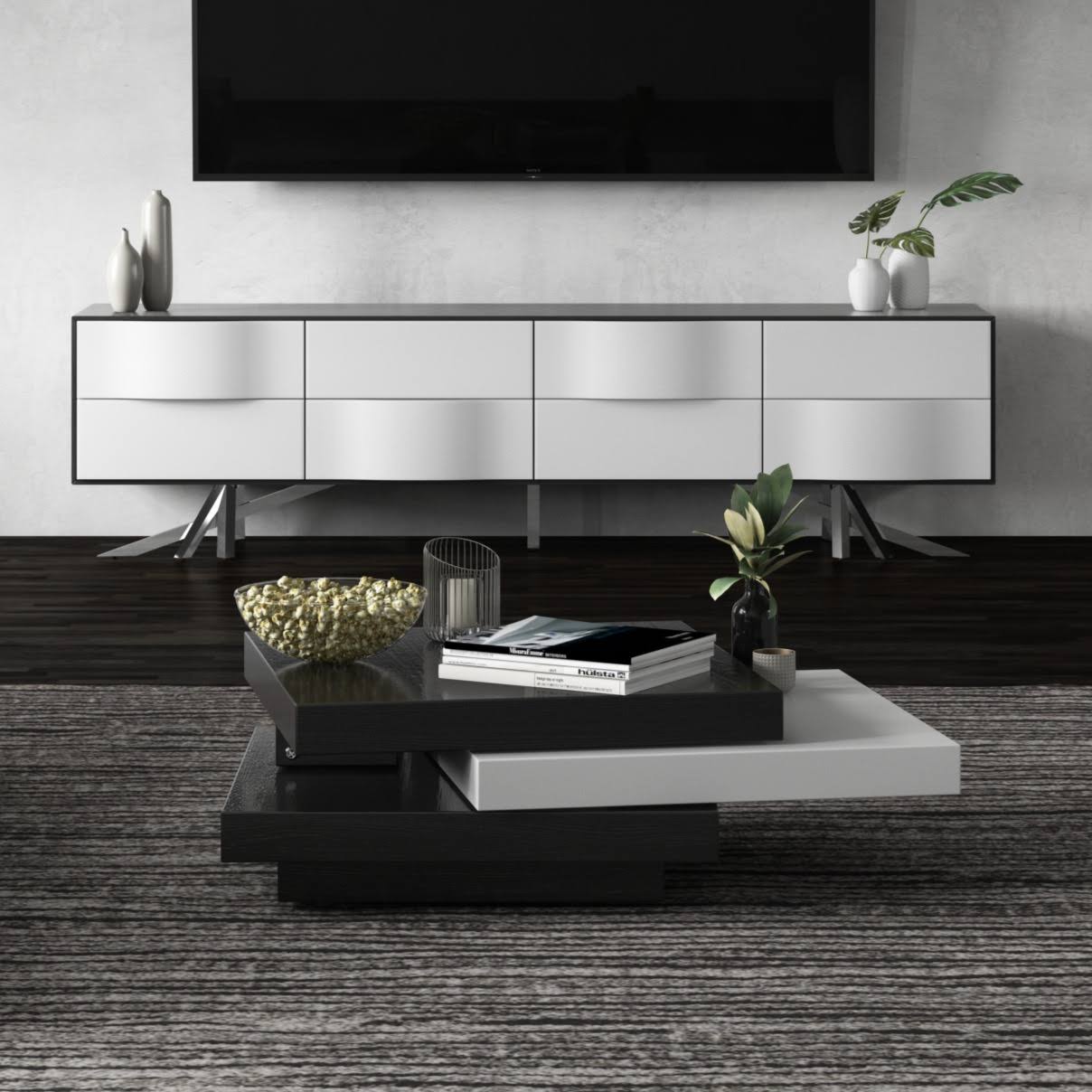 Floyd Black and White Coffee Table with Rotating Shelf - 2025 - $83.00
